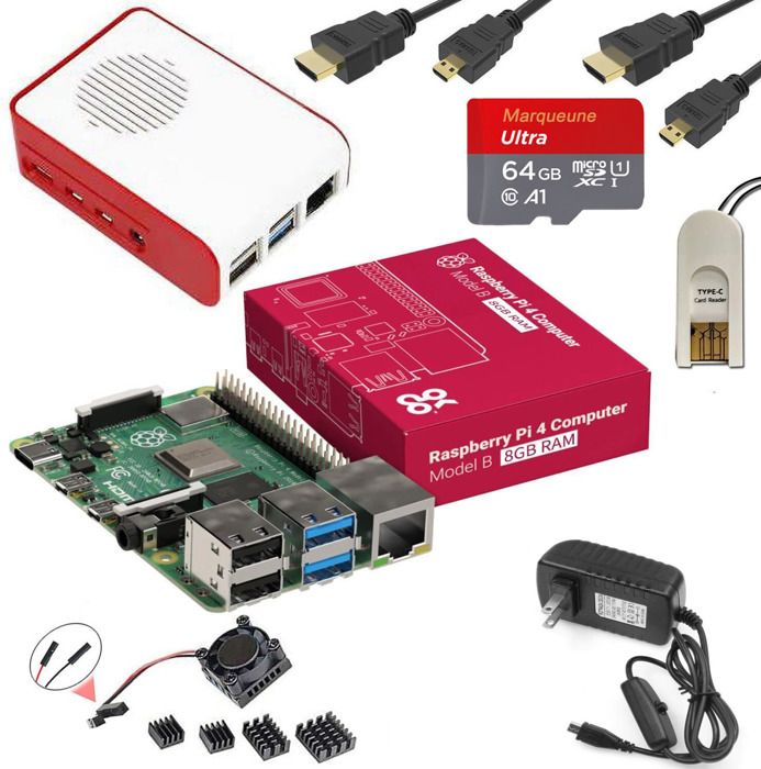 Kit de démarrage Raspberry Pi 4 modèle B – 64 Go de stockage, Raspberry ...