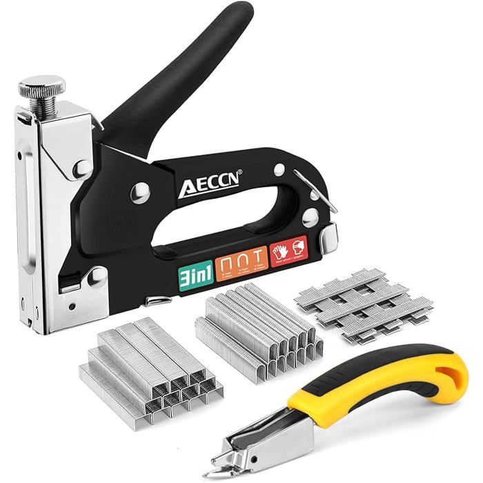 Kit pistolet agrafeur 3-en-1 avec 2100 agrafes, pour tapisserie et ...