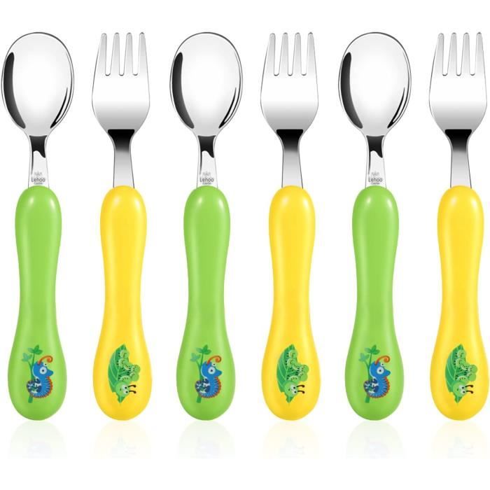 Couverts Enfant Inox 6 Pcs, Ensemble De Couverts Pour Bebe 3 X ...