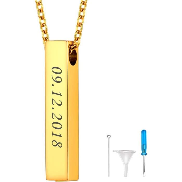 Collier Urne Funéraire Personnalisable Pendentif Ouvrable Barre ...