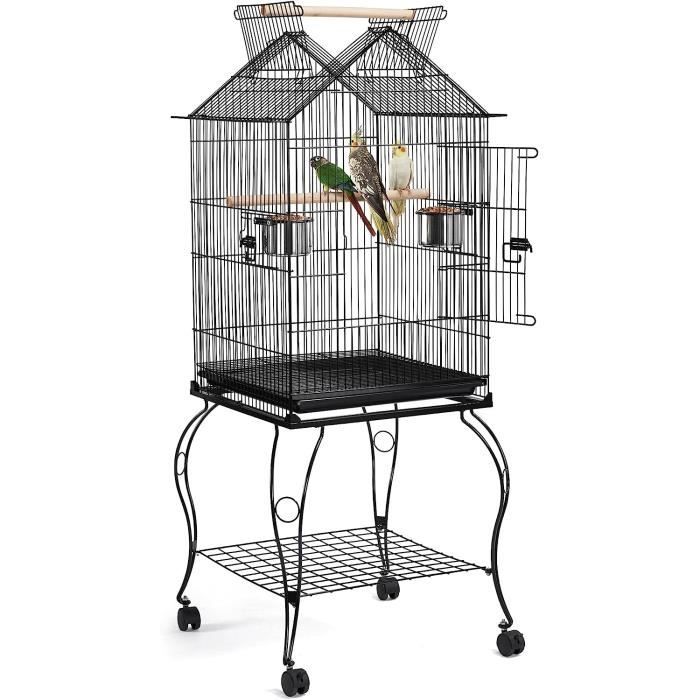 Cage à Oiseaux avec Support 59 x 59 x 145 cm Volière pour Canaries ...