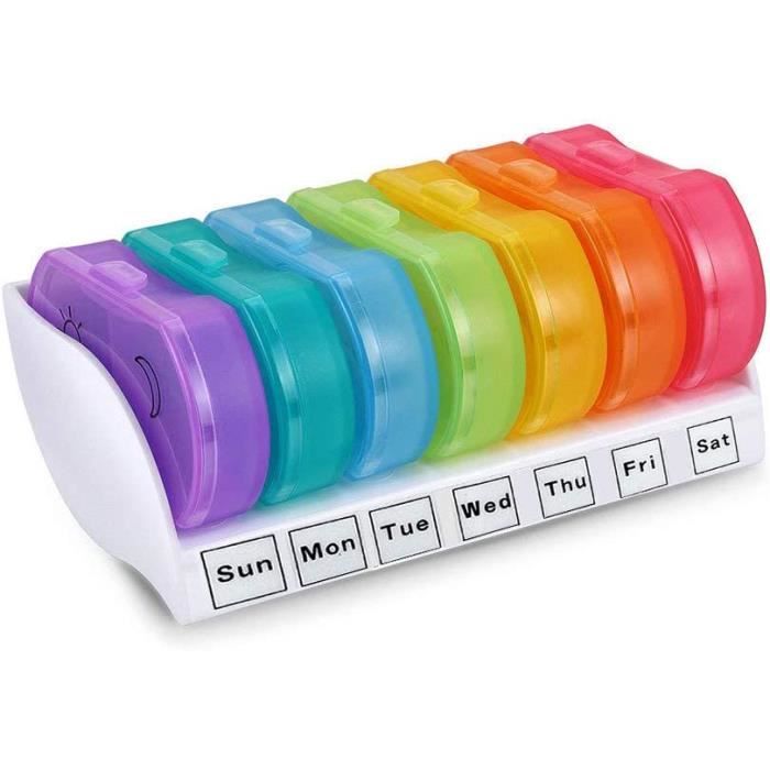 Pilulier Semainier Matin et Soir, Portable 7 Jours 14 Compartiments ...