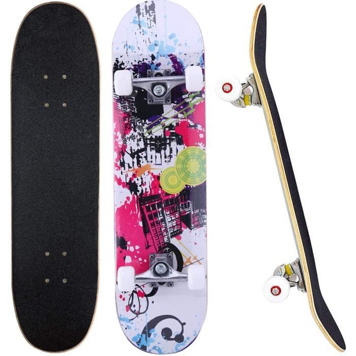 AJW-Planche à roulettes planche à roulettes complète de 31 x 8 pouces ...