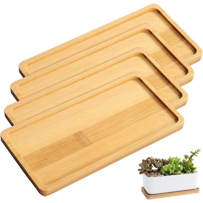 Lot De 4 Plateaux Rectangulaires En Bambou Bois Assiette À Dîner En ...