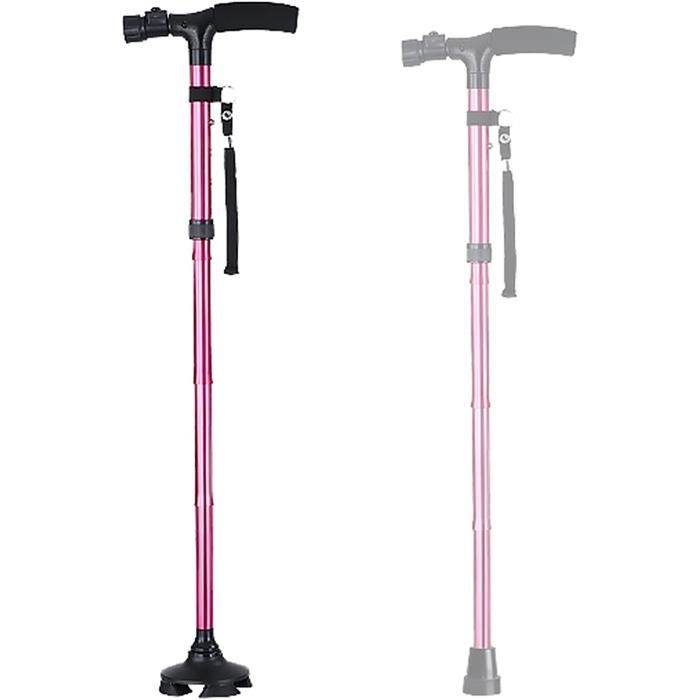 Canne Quadripode Pliant Avec Lumière Led,Bequille Anglaise Ultraléger ...