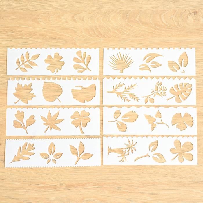 Regle - equerre,Pochoirs règle en plastique mignon 8 pièces-lot,fleur ...