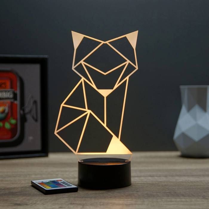 Lampe 3D Animal Renard Origami – LED – Idée Cadeau – Fabriquée en ...