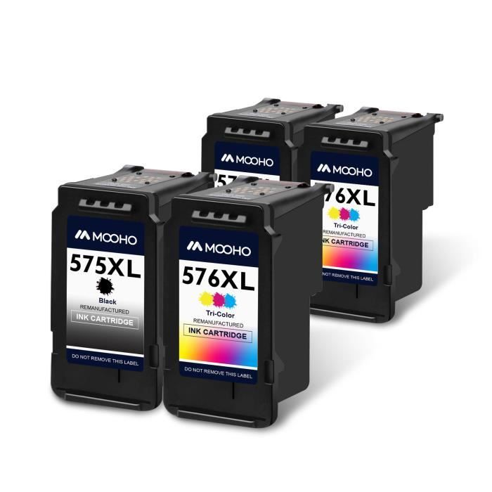 MOOHO PG-575XL CL-576XL Multipack 4 Cartouche Compatible pour Canon 575 XL 576 XL pour Canon ...