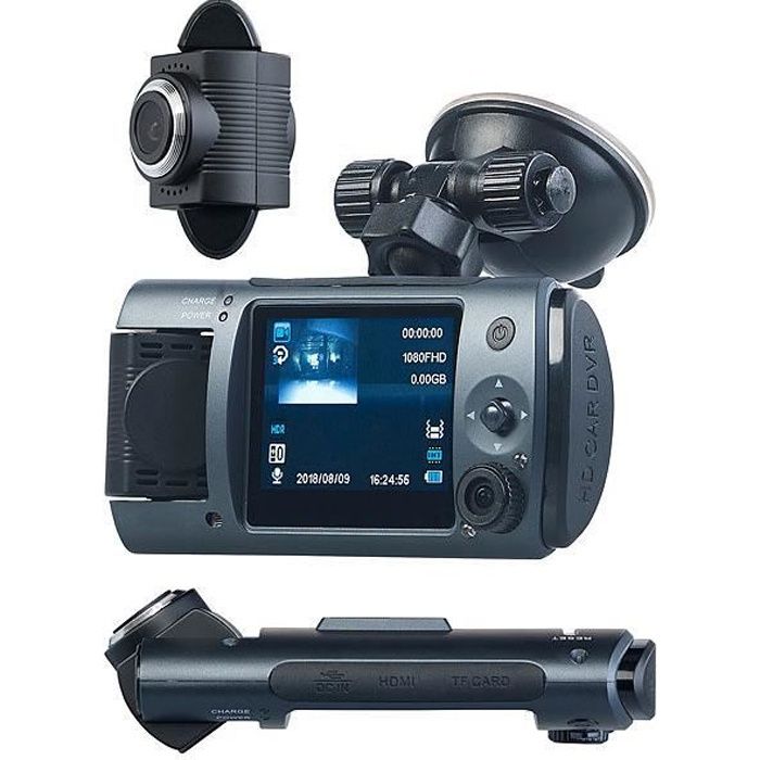 Caméra embarquée Full HD à 2 objectifs, ultra-grand angle 150° et ...