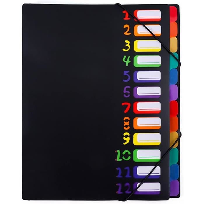 Trieur A4 Extensible - Trieur Document 12 Compartiments Colorés avec ...
