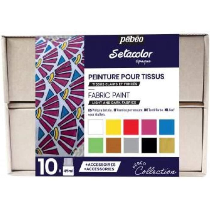 Pébéo - Setacolor Coffret Collection Opaque - Kit Peinture Textile - 10 ...