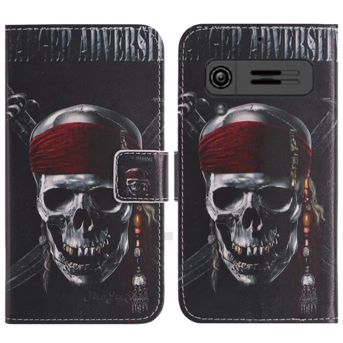 YLYT Skull Housse étui Coque Pour Orange Hapi 12 2.4 inch Portefeuille ...