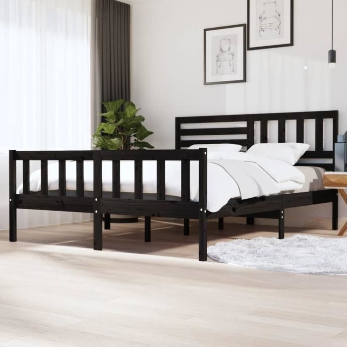 TRU Structure de Lit pour Matelas 180 x 200 cm, Lit Double en Bois de ...