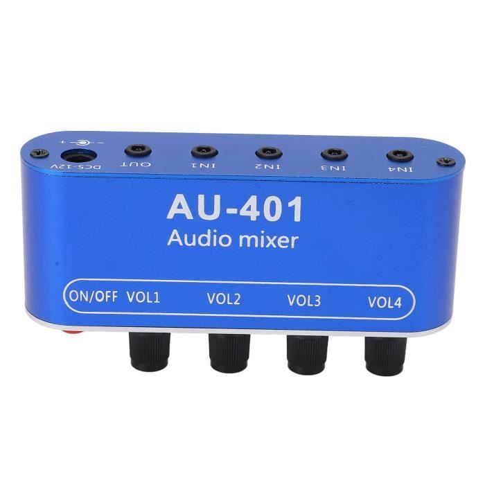 Mélangeur Audio Table de Mixage 4 en 1, Table de Mixage 4 Entrées 1 Sortie en Alliage D ...