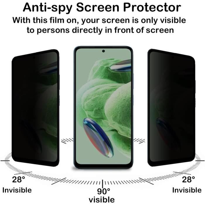 Verre Trempé Anti-Espion Pour Xiaomi Redmi Note 12 4G-5G [2 Pièces ...