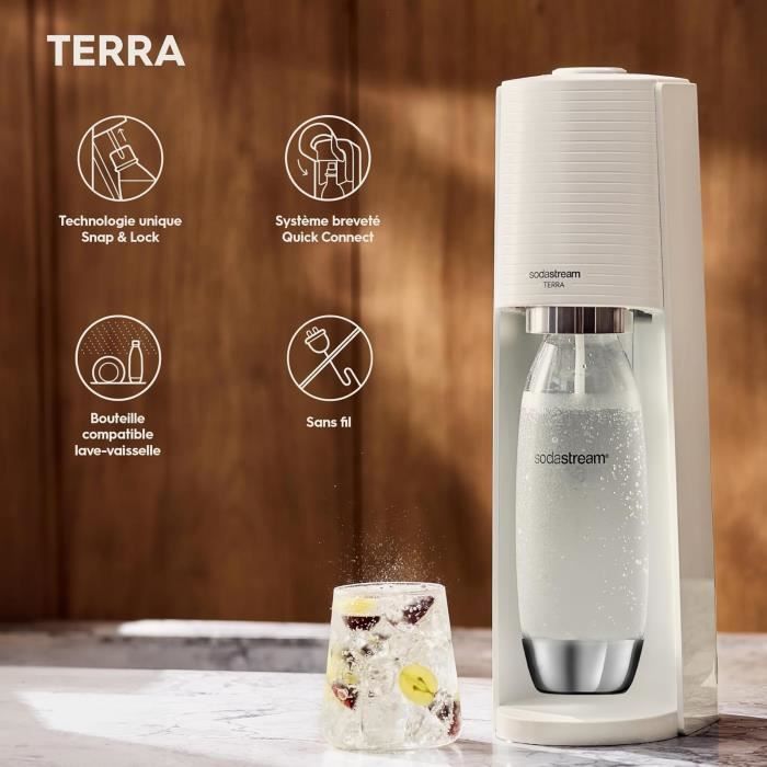 Machine à Soda - Sodastream - Terra - Acier Inoxydable - 1L - Snap ...