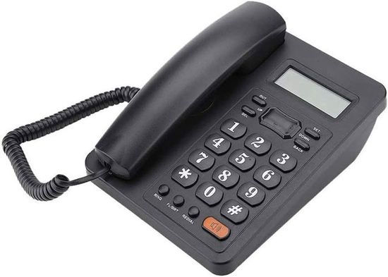 Téléphone Fixe Filaire,Afficheur Lcd À 16 Chiffres/Affichage D'Appel/Flash/Affichage En Temps ...