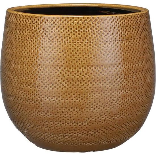Gabriel Pot De Fleurs Céramique Rond Ocre 20 X Ø 25 Cm - Pot De Plante ...