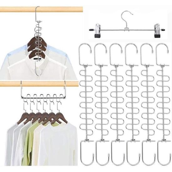 Cintre Gain de Place, Lot de 6 Cintres Multifonctionnel Crochet ...