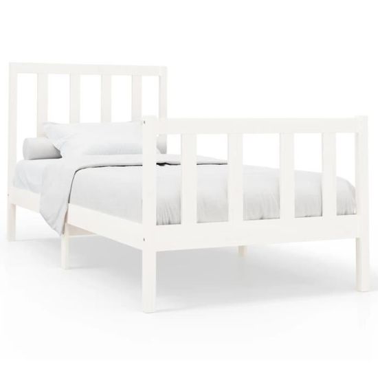 Cadre de lit Blanc Bois de pin massif 100x200 cm - Omabeta - M18800 ...