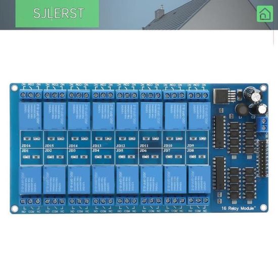 Module de relais - sjlerst - 16 canaux - 12V - Optocoupleur isolé ...