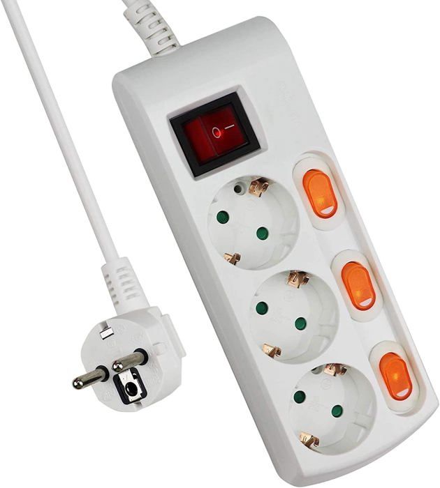 Multiprise multiprise 2 prises avec interrupteur individuel 1,5 m. (3 ...