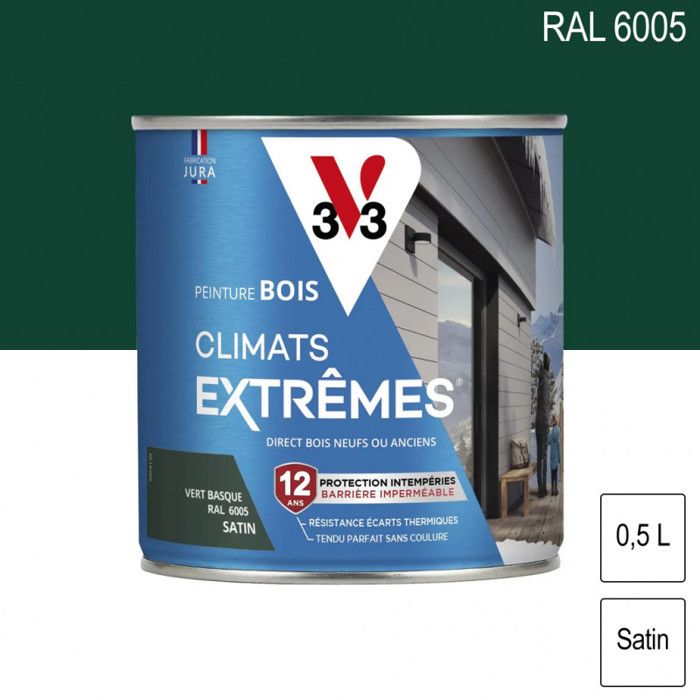 Peinture bois extérieur Climats Extrêmes RAL 6005 Vert basque satin 0 ...