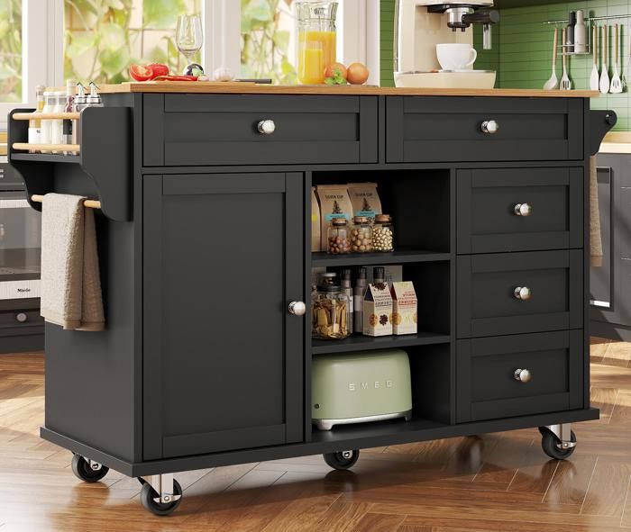 Desserte de Cuisine à roulette - 5 tiroirs et 5 compartiments - MDF ...