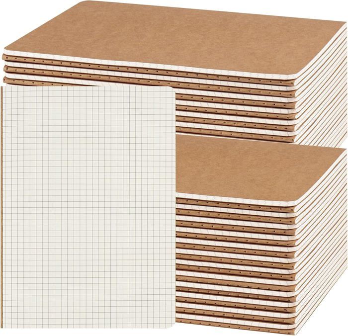 A5 Cahiers Lignés Kraft 60 Pages Par Bloc，Lot Of 48 Blocs Carnet De ...