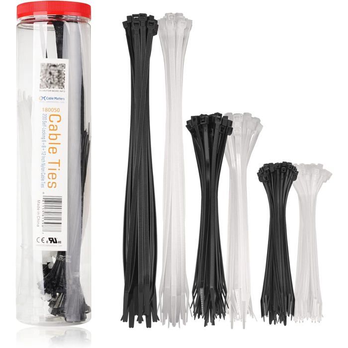 Cable Matters 200 Pack Combo de Serre Câble (Attache Câble) en Nylon 15 ...