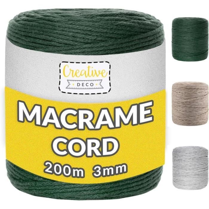 3Mm X 200M Corde Macramé Verte Profonde | Fil De Coton Et Polyester ...