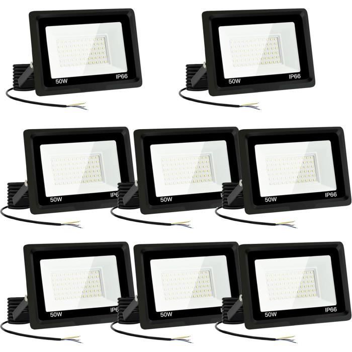 8*50W Projecteur LED,spot led extérieur 5000LM Super Brillant Projecteur LED Exterieur IP66 ...