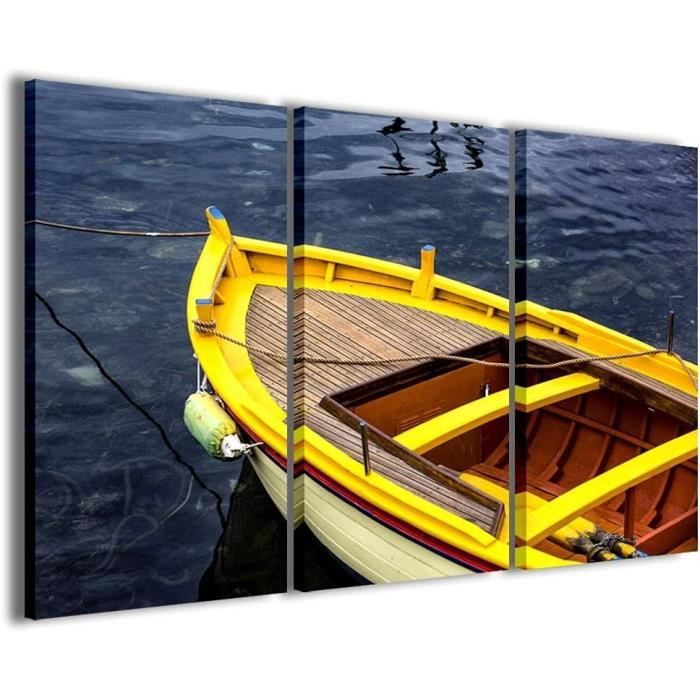 Tableau Jaune Boat Bateau Jaune Toile moderne en 3 panneaux déjà ...
