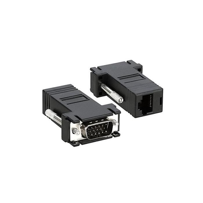Lot 2 Adaptateurs VGA male RJ45 Ethernet femelle rallonge prolongateur ...