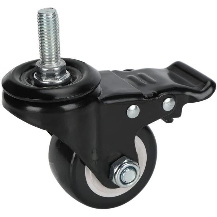 Roulette pivotante, roue de chariot robuste de 2,5 pouces avec frein ...