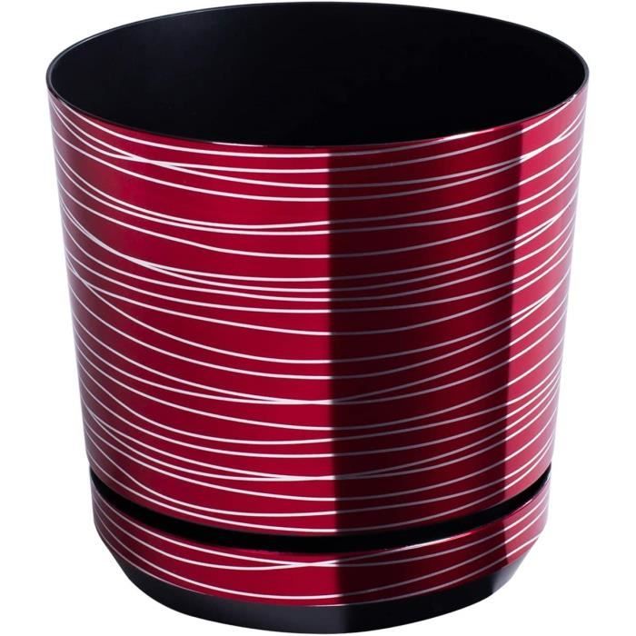 Pot de Fleur - Rayures Rouges 16 cm - Pot en Plastique Solide, Pot de ...