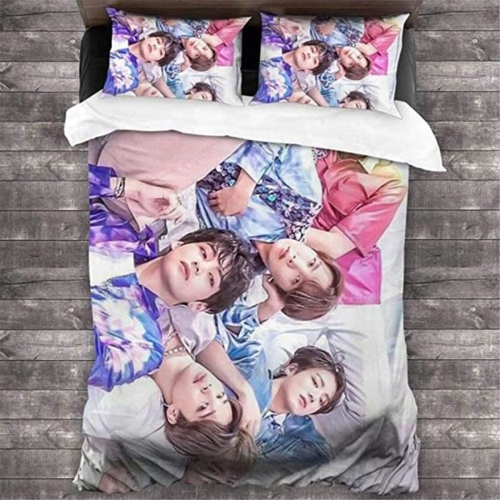 Parure de lit BTS pour enfants et adolescents - Super douce - Multicolore - Impression 3D ...