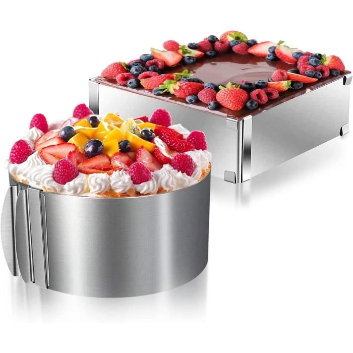 Cercle À Pâtisserie Réglable, 2 Pcs Moule Pâtisserie Rectangulaire En ...