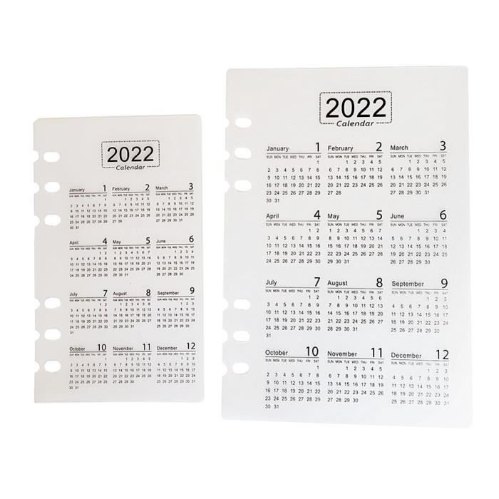 Cahier à feuilles mobiles - 2022 - A5 - 45 feuilles - Recharge de ...