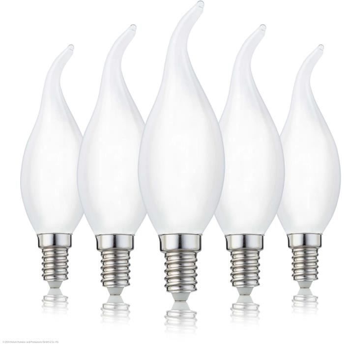 207408 Lot De 5 Ampoules Led E14 Blanc Chaud 250 Lm 2,5 W Équivalent À Une Ampoule Bougie De 25 ...