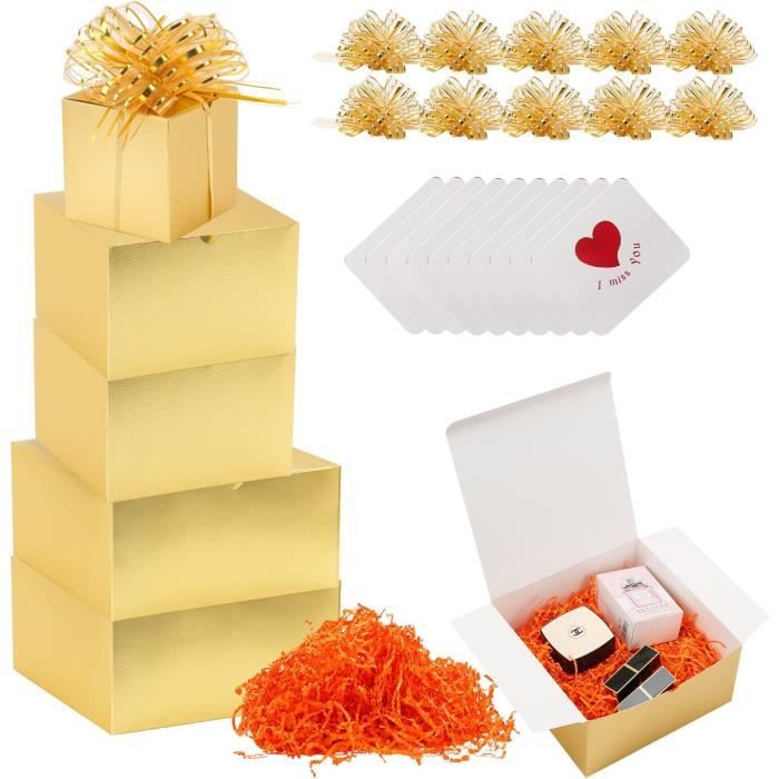 Lot De 10 Boîtes Cadeaux Dorées, Comprend Un Remplissage De Papier ...
