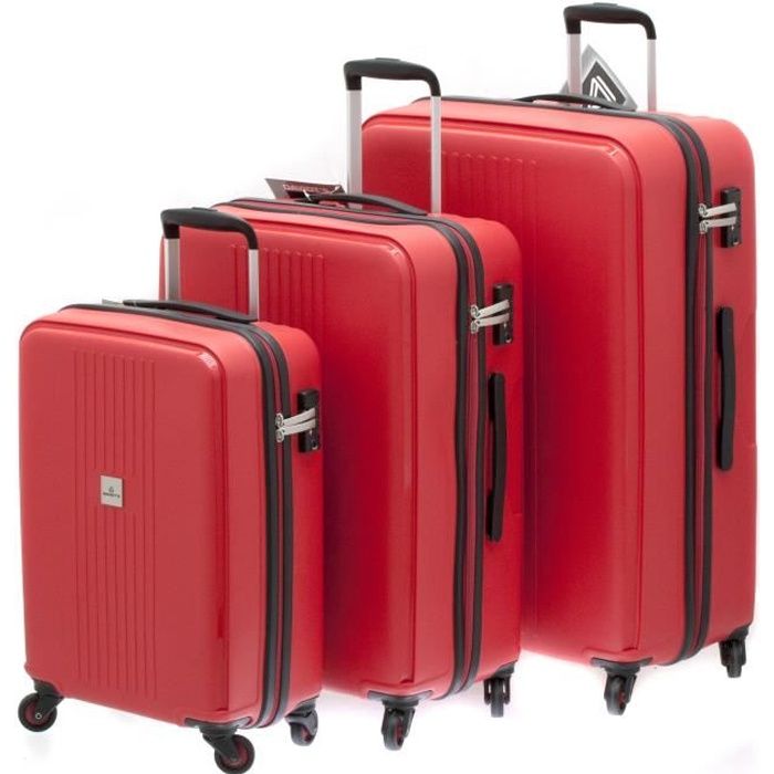 1 valise ultra-résistante taille moyenne DAVIDT'S TRITON RED 65 cm