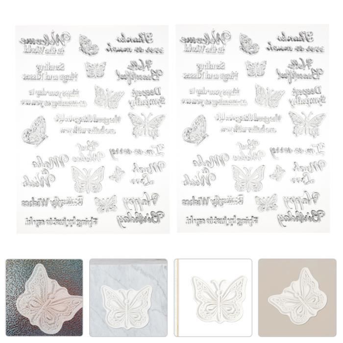 2 Feuilles Timbre Clair Stampone Silicone Pour Le Bricolage cire a ...