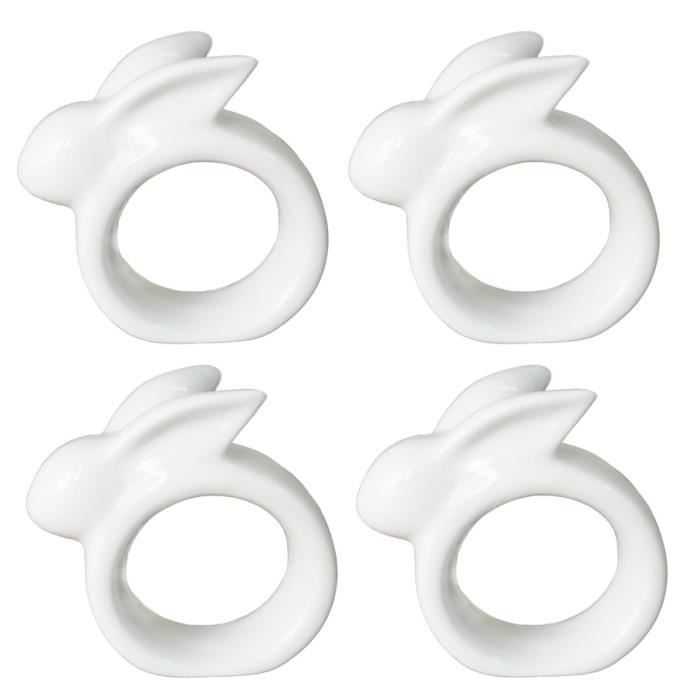 Lot de 4 Ronds de Serviette Lapin en Porcelaine - Distributeur de ...