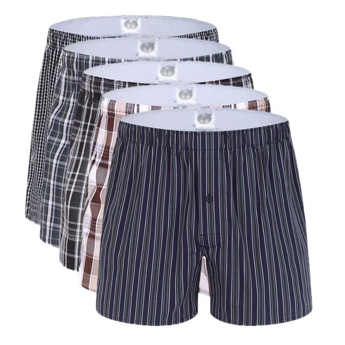 Boxer Homme Boxer à Carreaux Shorty Short en Coton Elastique Boxers ...