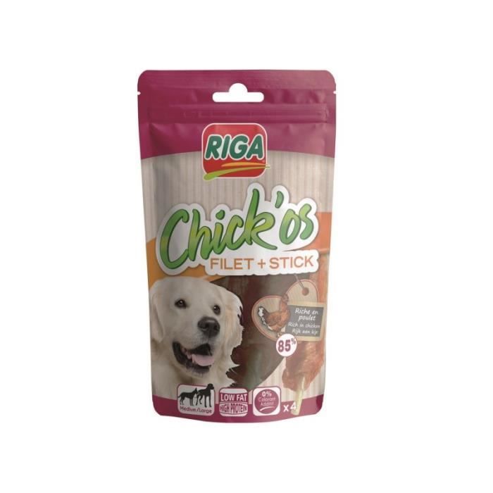 Friandise pour Chien - RIGA - Chick'Os Filet De Poulet + Sticks 75G ...