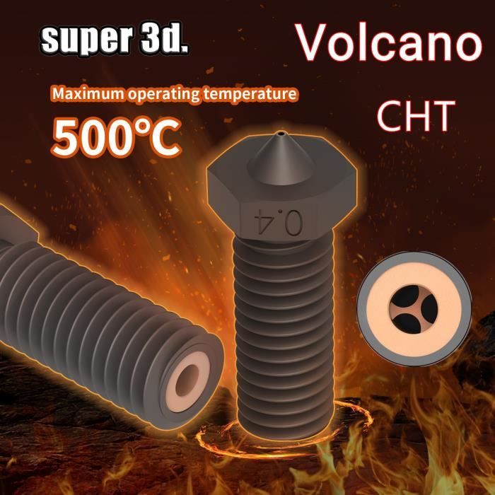 Buse CHT en acier trempé,500 °C,Clone à haut débit,Buses Volcano pour Ender 3,3D,Prquinze ...