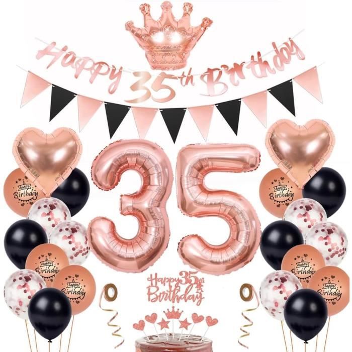 Décoration 35 Ans Anniversaire Femme, Ballon 35 Ans Anniversaire Or ...