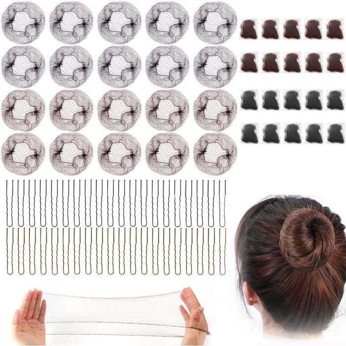 40 Pcs Filet Chignon, Filets À Cheveux Élastique En Maille Fine Filet ...