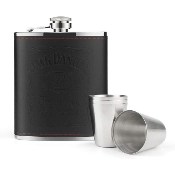 PTN Flask, Stainless Steel Leather Hip Flask Set, Hip Flask 7oz ...